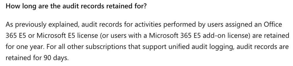 Microsoft 365 audit logs are now retained for 365 days for all tenants ...