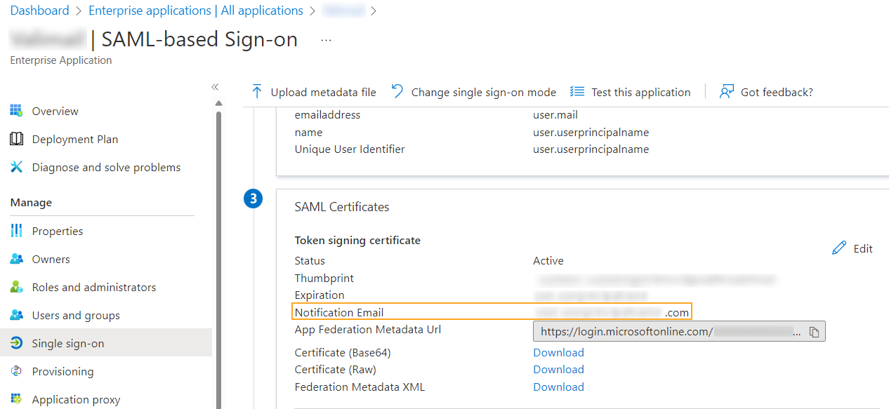 Obtenir les détails des certificats SAML dans Azure AD