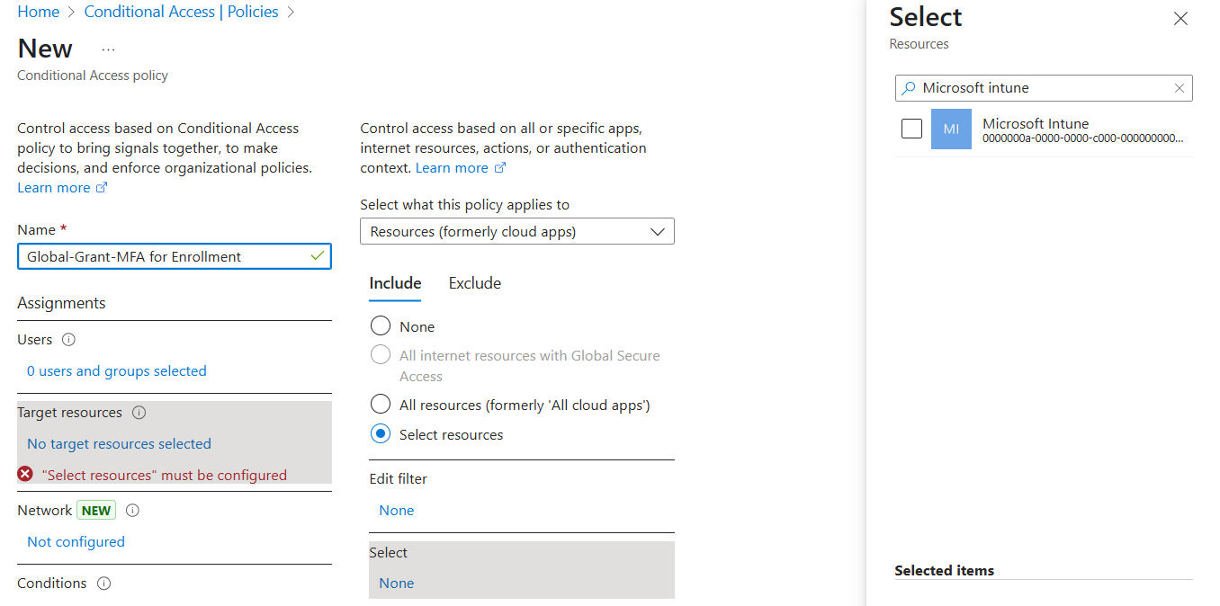 Missing Microsoft Intune Enrollment App in Microsoft Entra ID