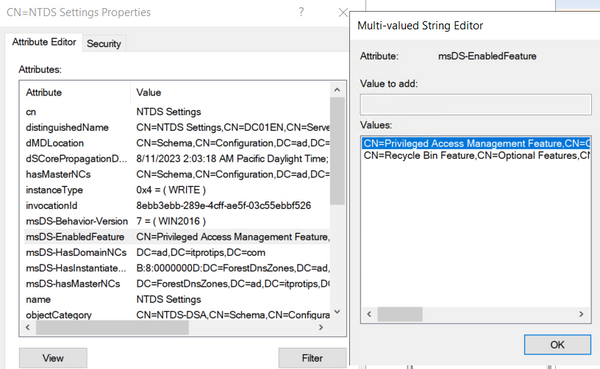 Enable PAM (Privileged Access Management) in Active Directory